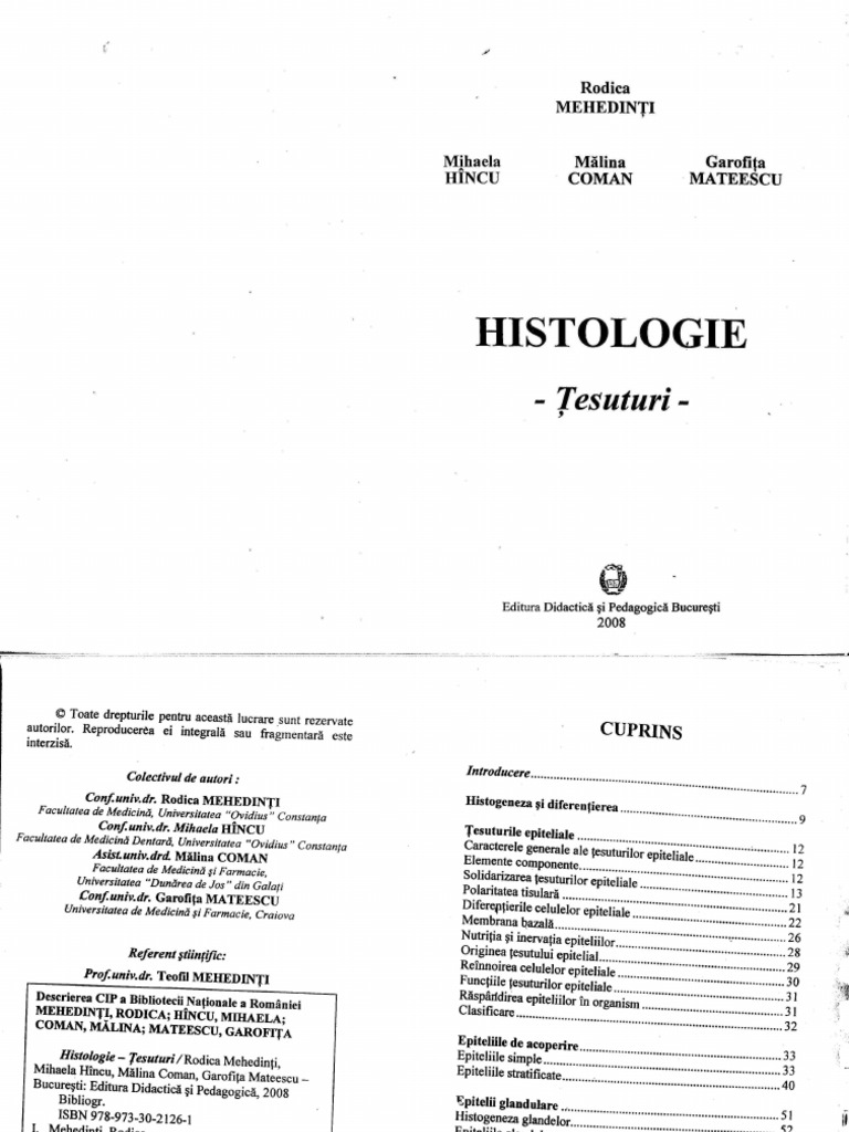 Histologie - Tesuturi (Mehedinti) | PDF