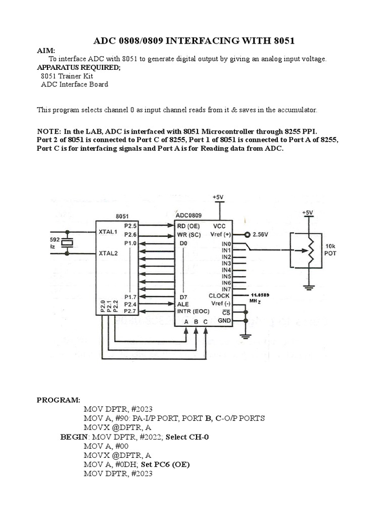 Adc Interfacing With 8051 | PDF