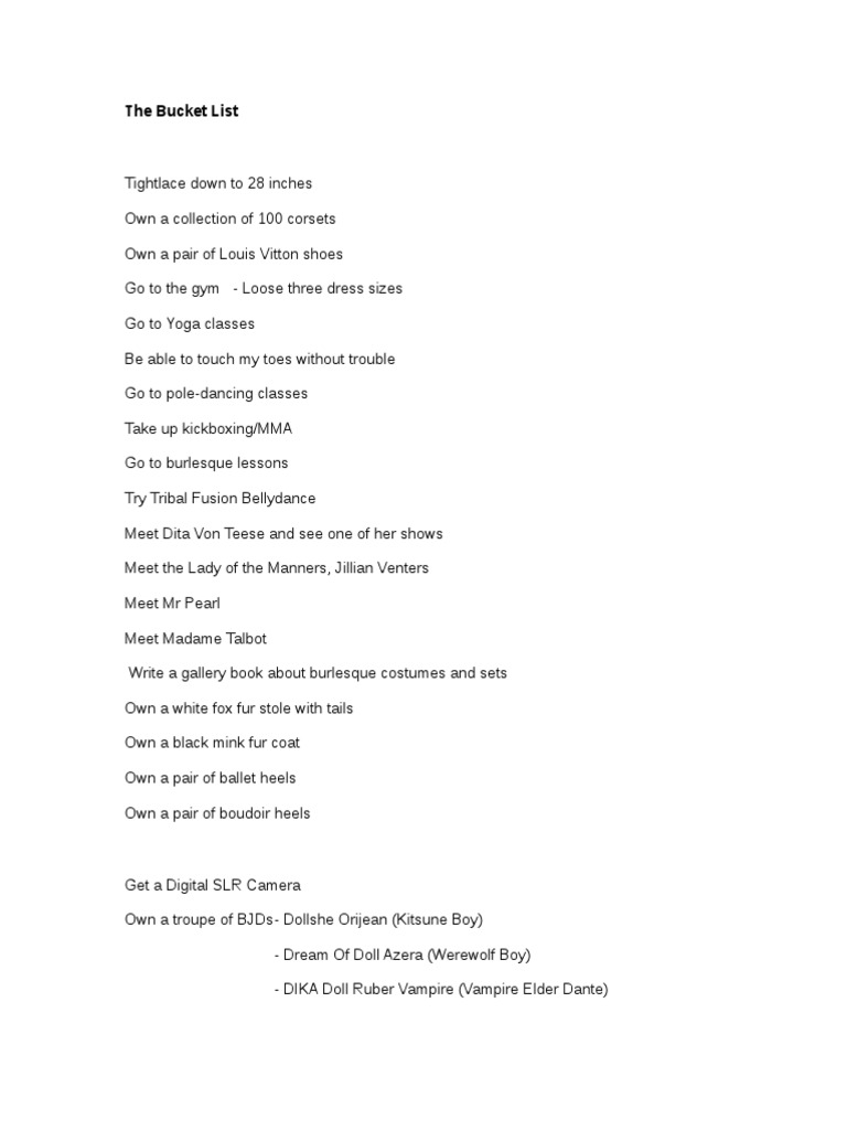 The Bucket List | PDF | Fashion | Clothing