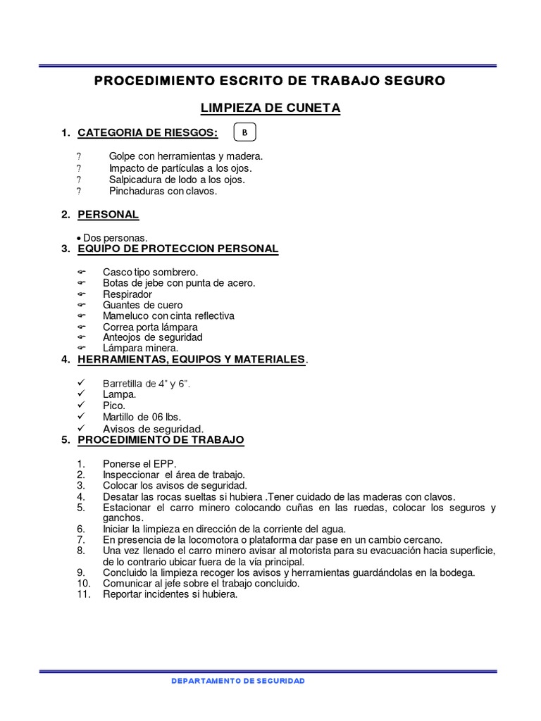 Procedimiento Escrito de Trabajo Seguro