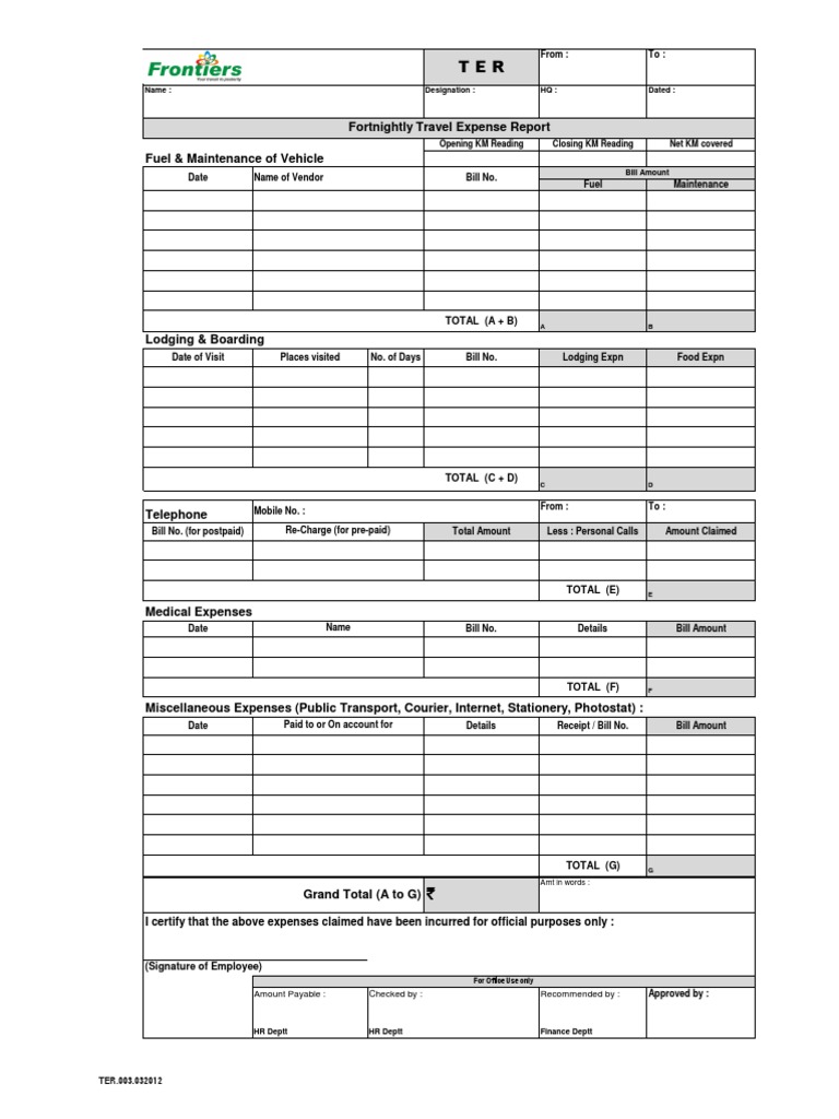 Ter.003.032012 Ter Claim Format | PDF