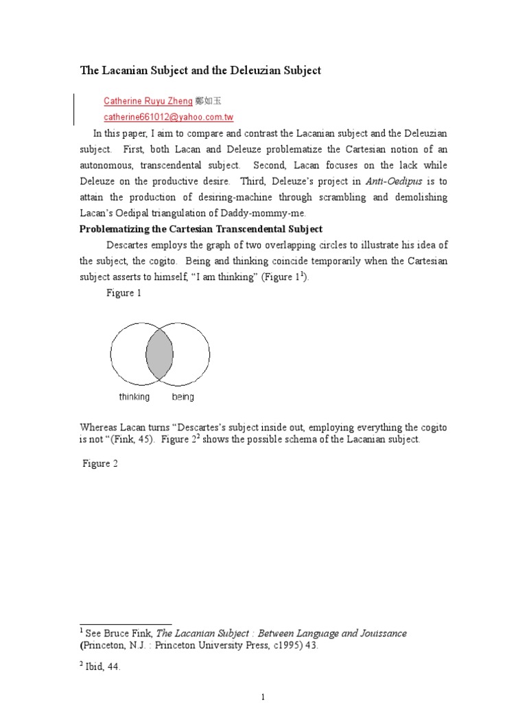 Lacan vs. Deleuze: Subjectivity Debate | PDF | Jacques Lacan | Oedipus ...