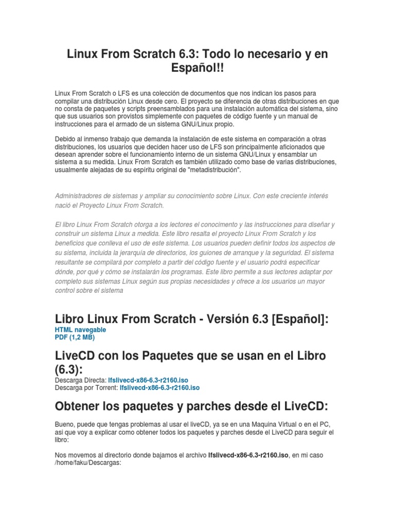 Guía Completa de Linux From Scratch 6.3 | PDF | Distribución de Linux ...