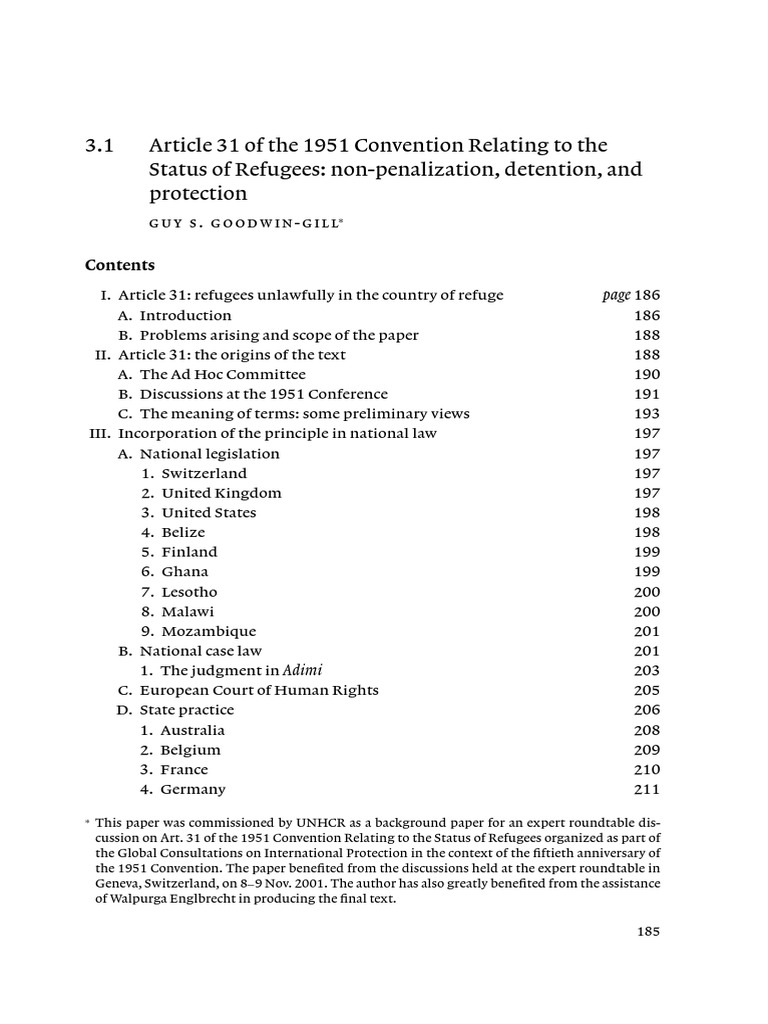 Article 31 of The Refugee Convention | PDF | Immigration Detention ...