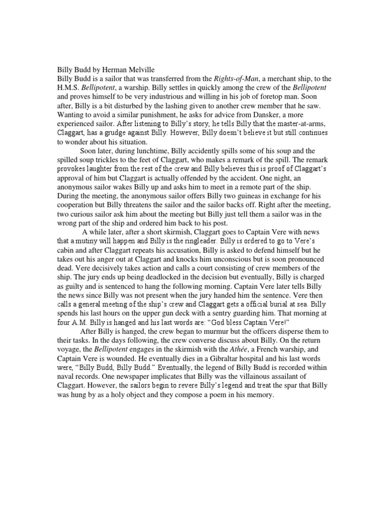 Summary of Billy Budd, Sailor by Herman Melville | PDF | Water ...