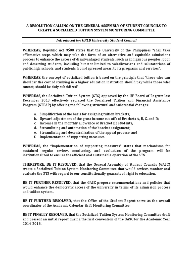 Introduced By: UPLB University Student Council | PDF | Tuition Payments ...