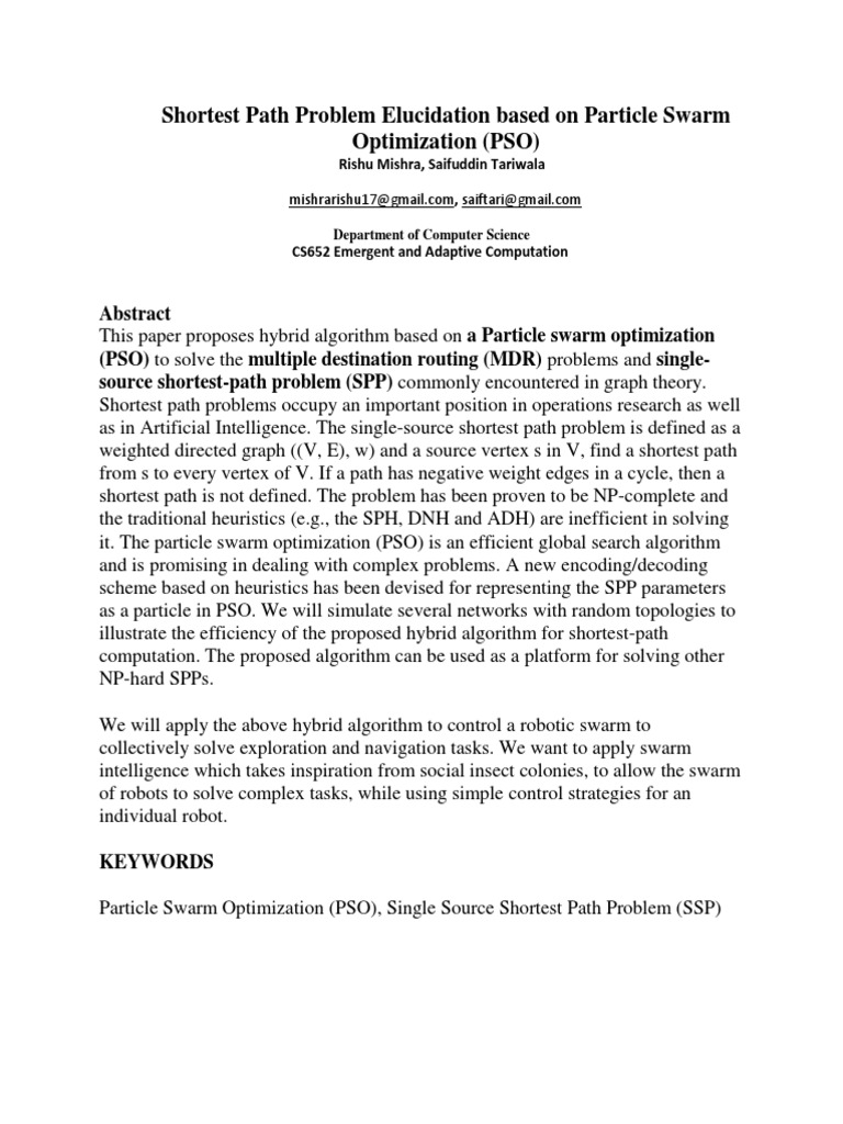 Swarm Optimization Using Shortest Path First | PDF