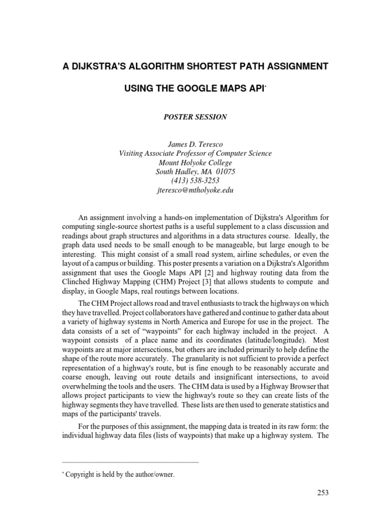 A Dijkstra's Algorithm Shortest Path Assignment | PDF | Input/Output ...