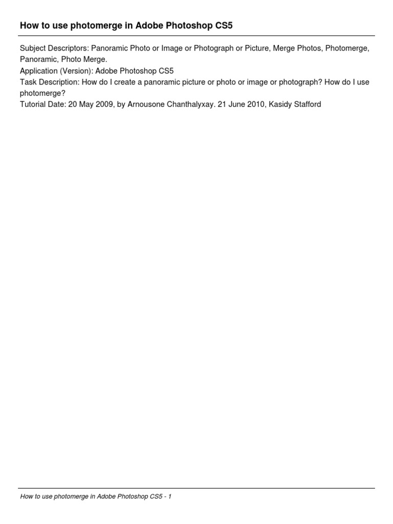 How To Use Photomerge in Adobe Photoshop CS5 | PDF | Career & Growth | Art