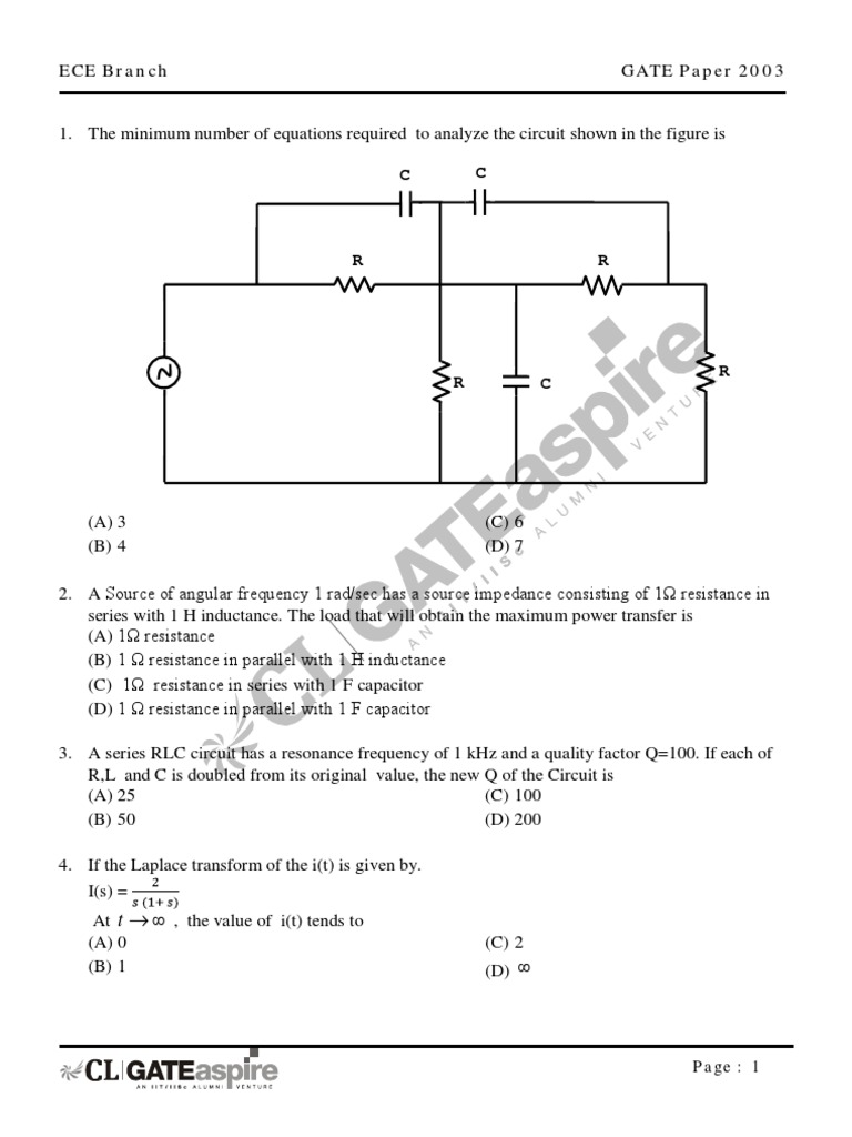 ECE 2003 Gate Question Papers | PDF