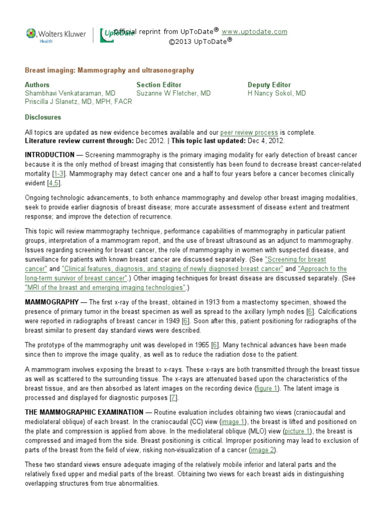 Breast Imaging - Mammography and Ultrasonography | PDF | Mammography ...