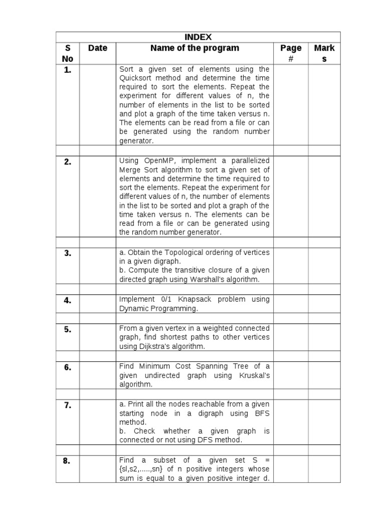Index S No Date Name of The Program # Mark S 1 | Download Free PDF ...