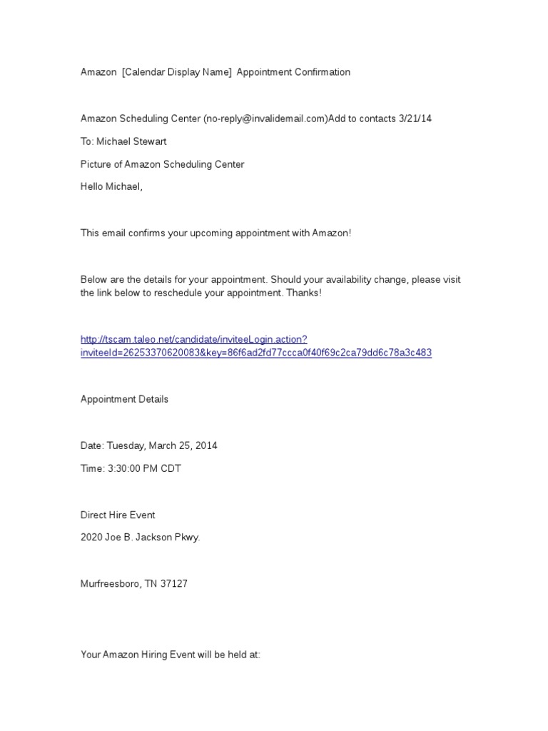 Amazon Interview Confirmation | Download Free PDF | Computing And ...