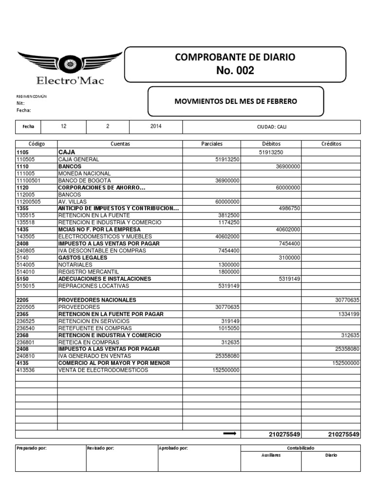 Comprobante Diario 002 | PDF
