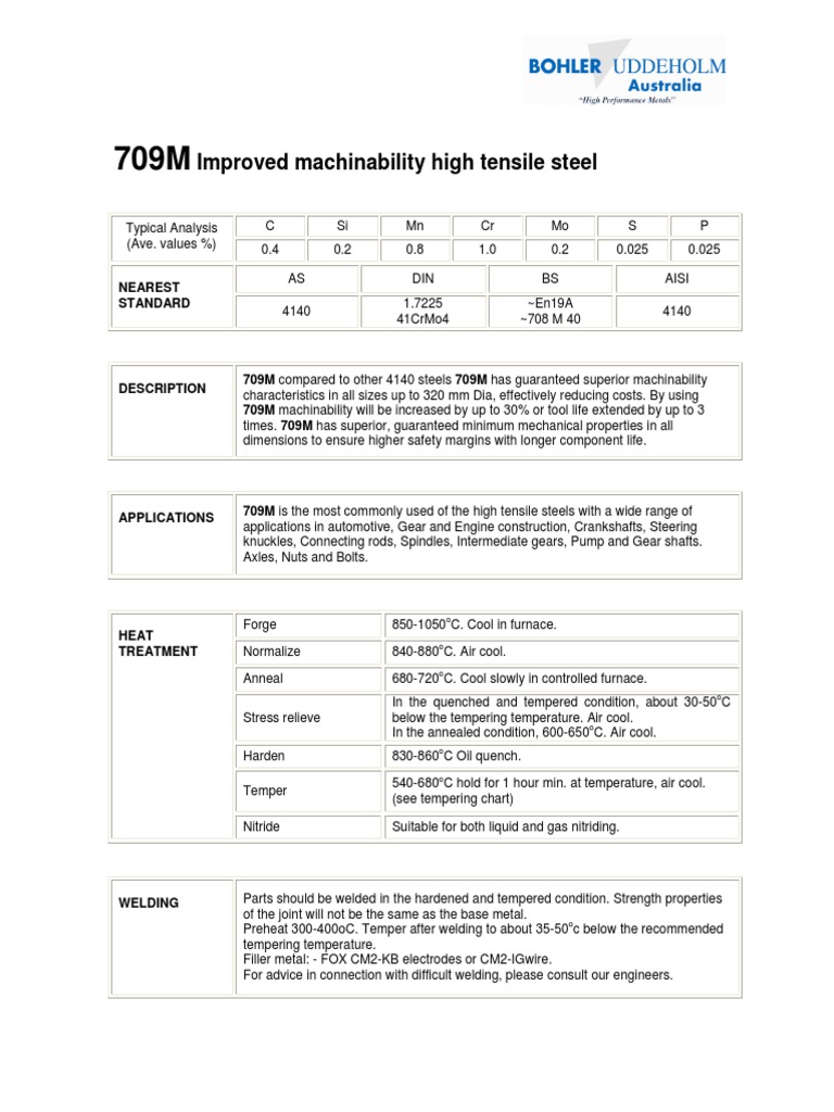 Assab 709 | PDF | Annealing (Metallurgy) | Steel