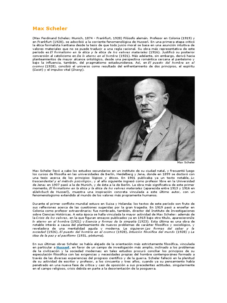 Max Scheler | PDF | Filosofía occidental | Metodología filosófica