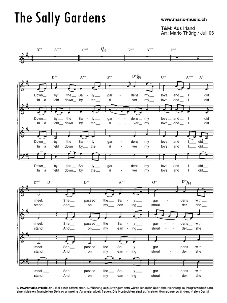 Sally Gardens | Choral Music | Choral Compositions