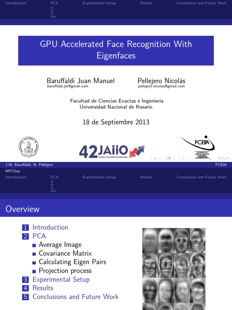 GPU Accelerated Face Recognition With Eigenfaces: Baruffaldi Juan Manuel Pellejero Nicolás | PDF ...