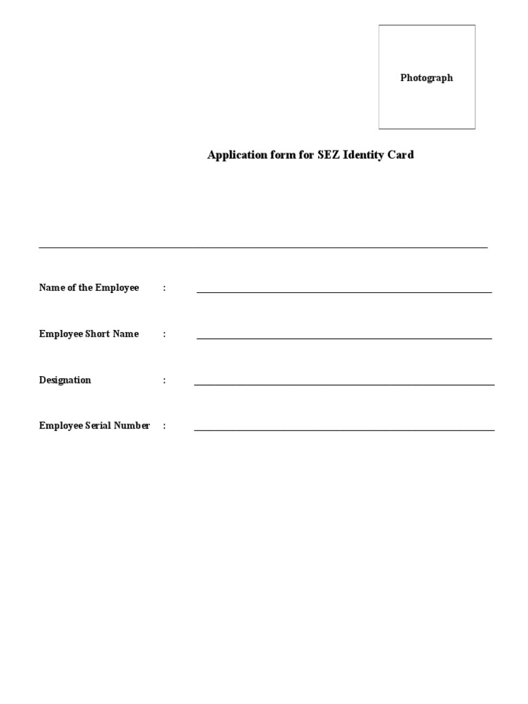 SEZ ID Card Application Form | PDF | Career & Growth | Finance & Money ...