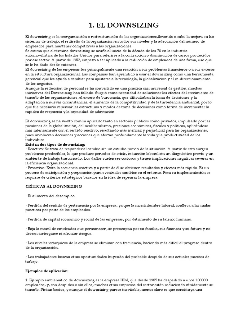 El Downsizing | PDF | Liderazgo | Planificación