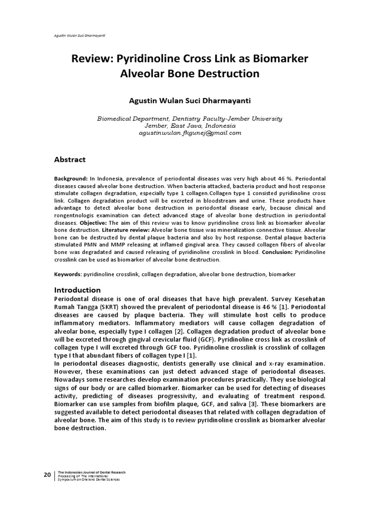 Pyridinoline Crosslinks as Potential Biomarkers for the Early Detection ...
