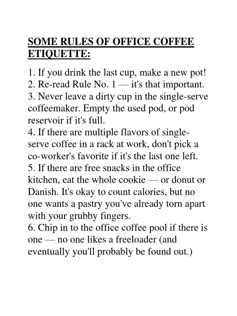 Office Coffee Etiquette Rules | PDF