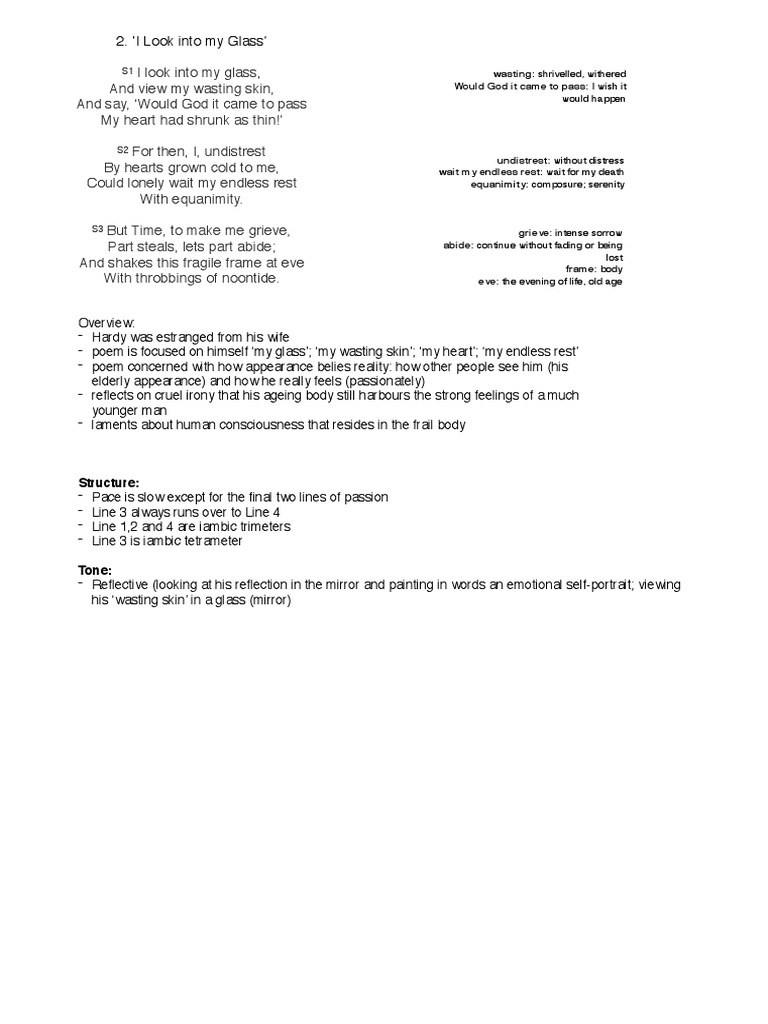 2 I Look Into My Glass | PDF | Emotions | Psychological Concepts