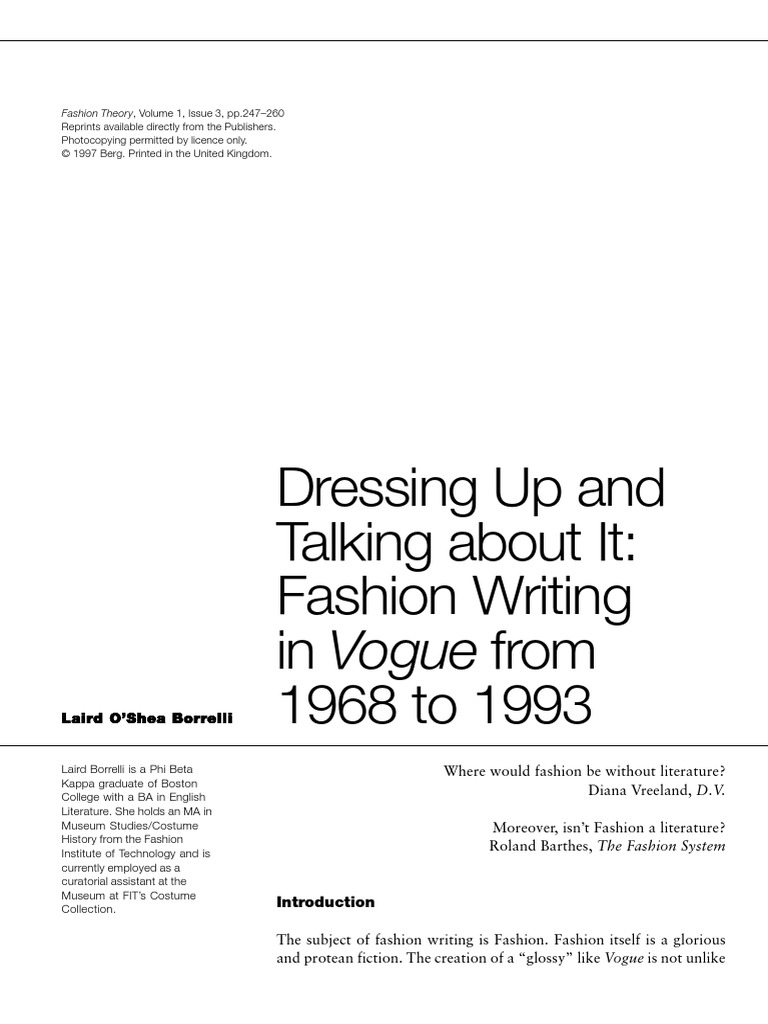 Fashion Writing in Vogue | PDF