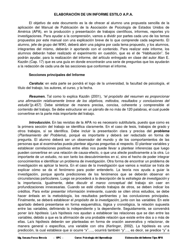 Informe Estilo Apa | PDF | Hipótesis | Validez (Estadísticas)