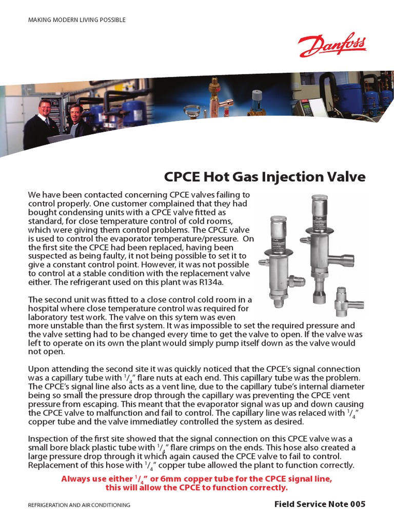 CPCE Hot Gas Injection Valve Issues | PDF | Valve | Refrigeration