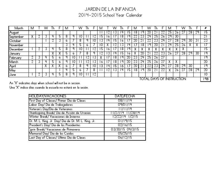 2014-2015 School Year Calendar | PDF