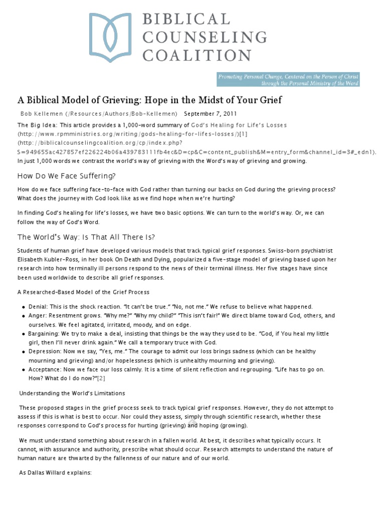 A Biblical Model of Grieving - Hope in The Midst of Your Grief ...