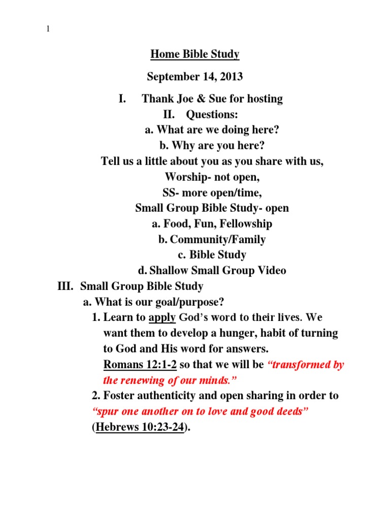 Home Bible Study Outline 9 14 2013 | PDF | The Gospel | Jesus