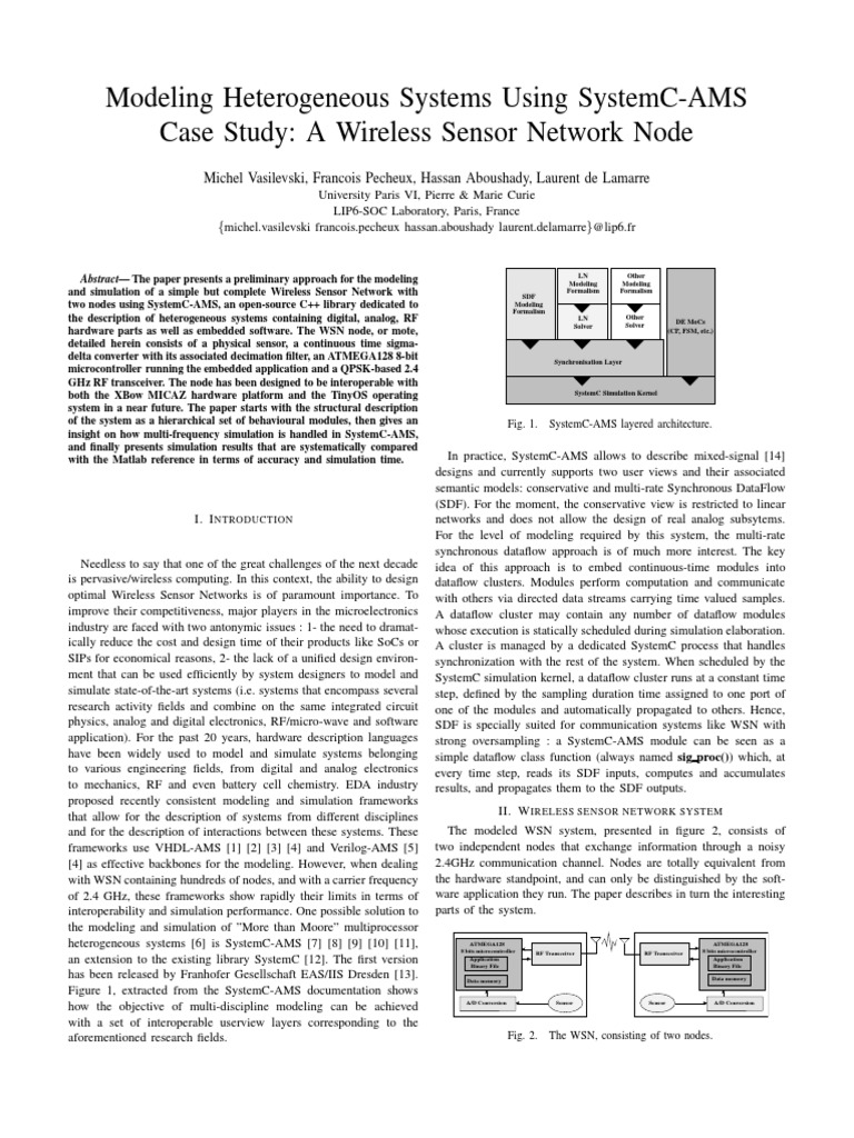 Modeling Heterogeneous Systems Using Systemc-Ams Case Study: A Wireless ...