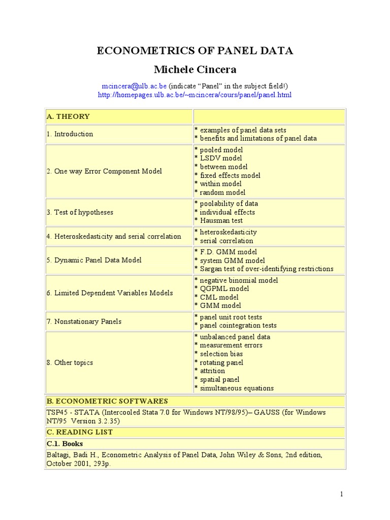 Panel Data Econometrics Guide | PDF | Demography | Survey Methodology