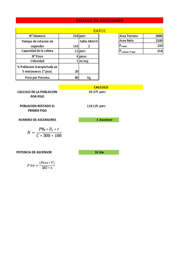 Calculo de Ascensor