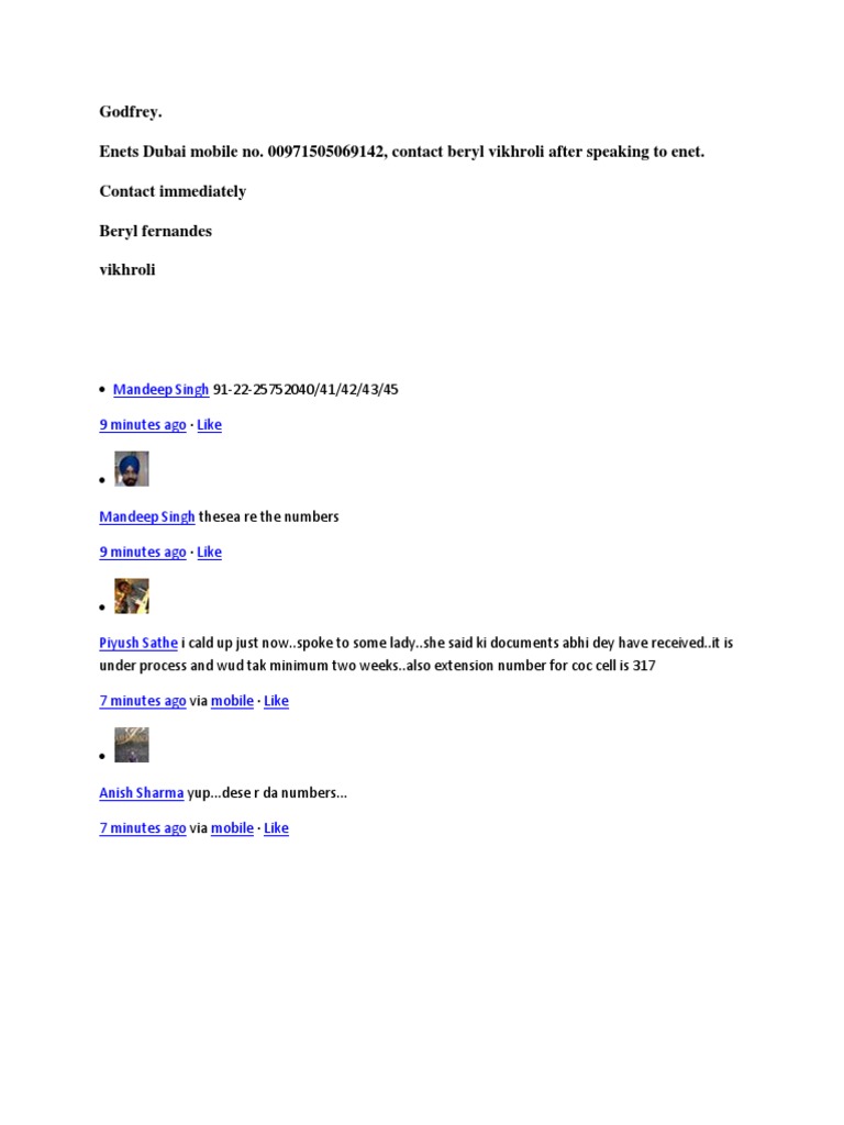 Godfrey. Enets Dubai Mobile No. 00971505069142, Contact Beryl Vikhroli ...