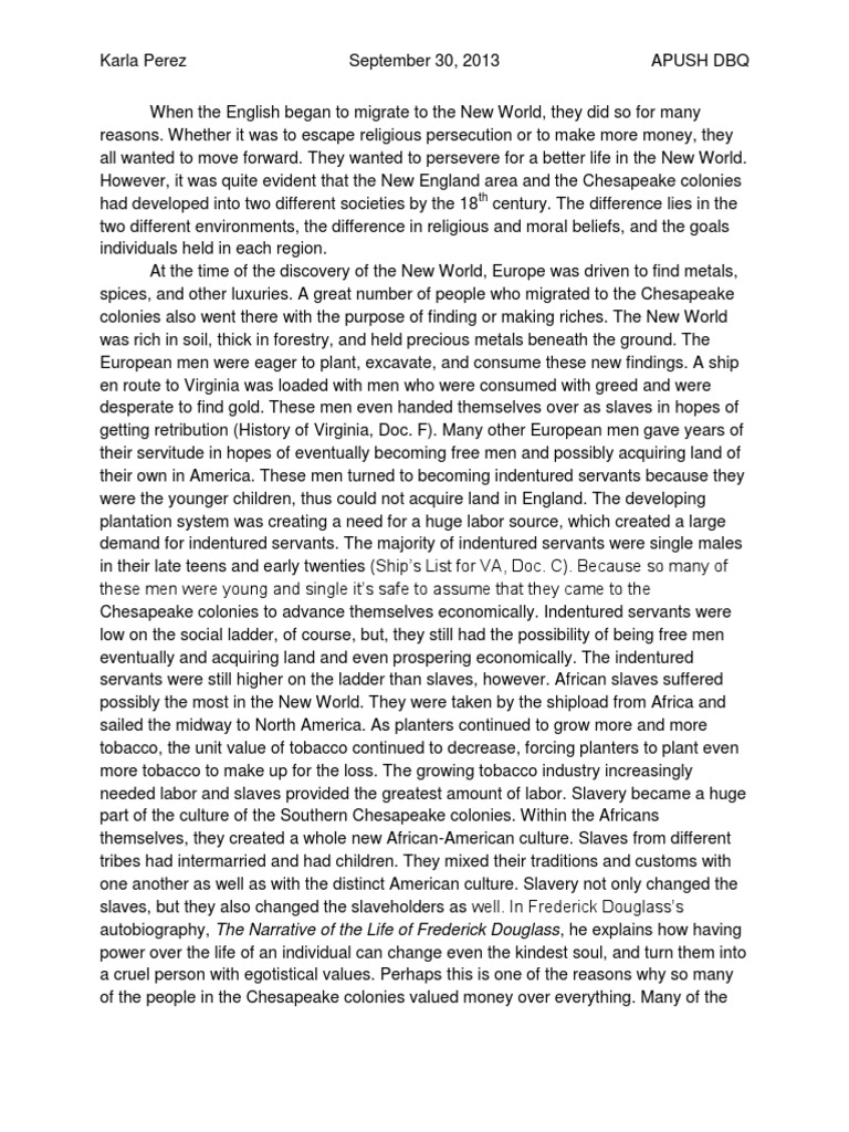 APUSH: New World Colonies' Divergence | PDF | John Winthrop | Slavery