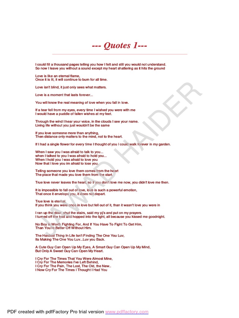 Love Quotes | PDF | Love | Anger