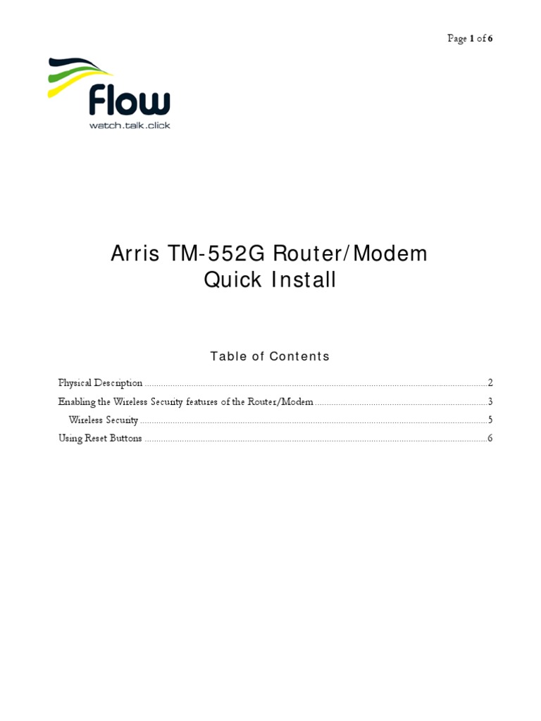 Click 552G Router Modem Quick Install | PDF | Wireless Lan | Modem