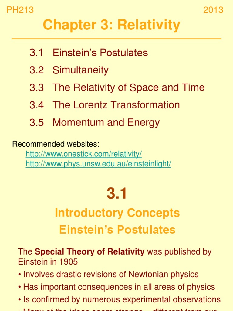 CH 3 Relativity | PDF | Electronvolt | Momentum