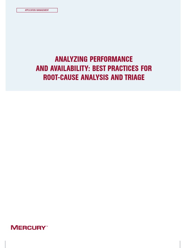 Analyzing Performance and Availability: Best Practices For Root-Cause Analysis and Triage | PDF ...