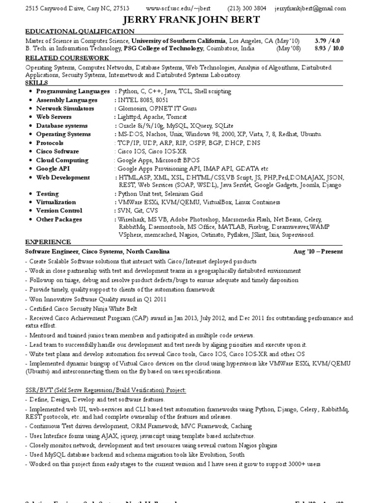 Resume - Jerry Frank John Bert | PDF | Denial Of Service Attack | Cloud ...