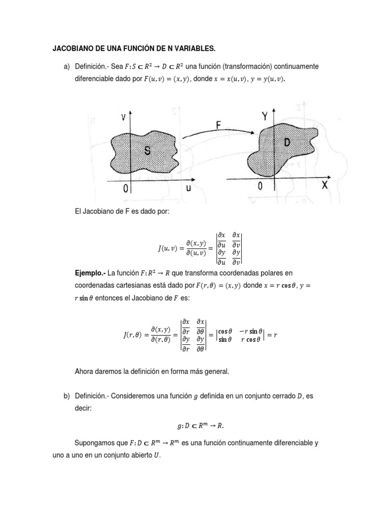 Jacobiano de Una Funcion de N Variables | PDF | Integral | Vector ...