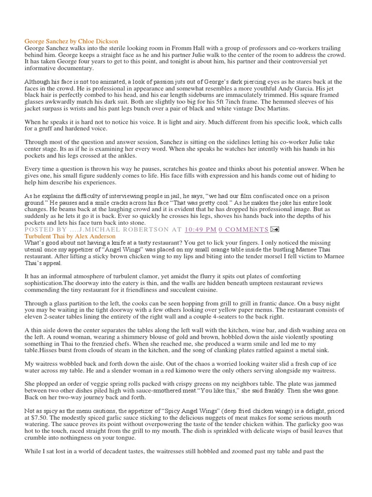 George Sanchez by Chloe Dickson: Posted by .... J.Michael Robertson at ...