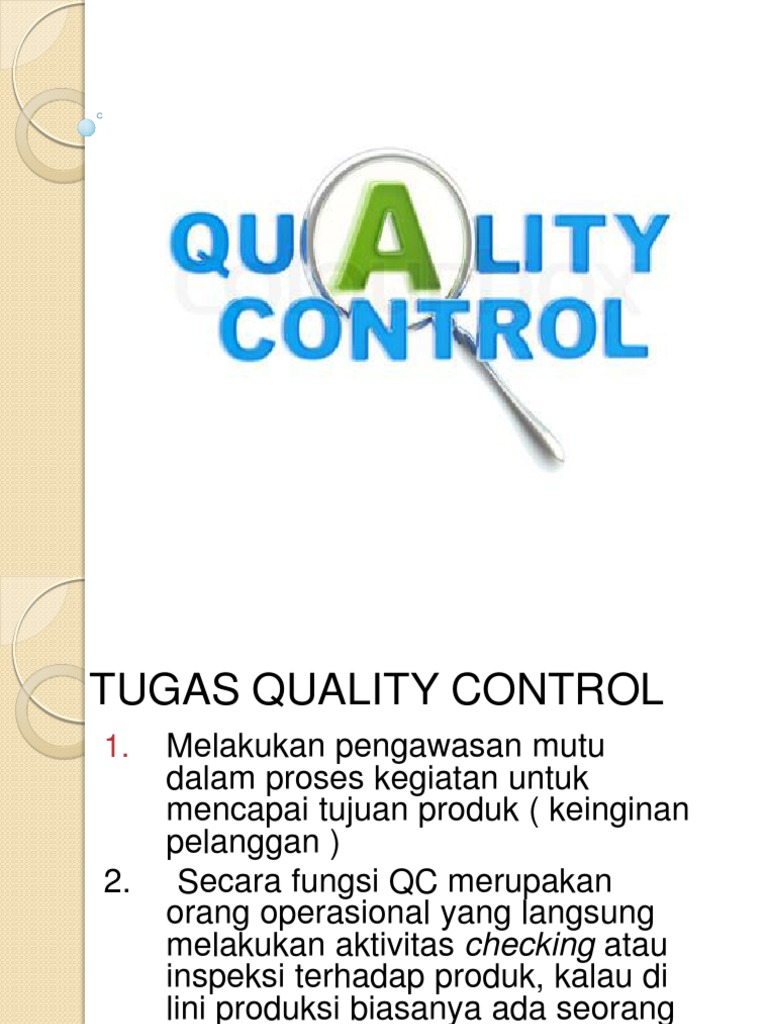 Tugas Quality Control | PDF | Bisnis | Pengelolaan Keuangan & Uang