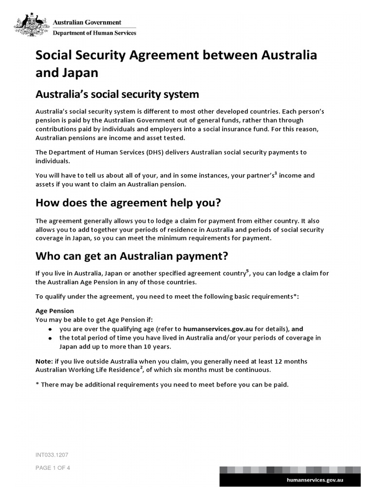 Australia Japan Social Security Agreement | PDF | Social Security ...
