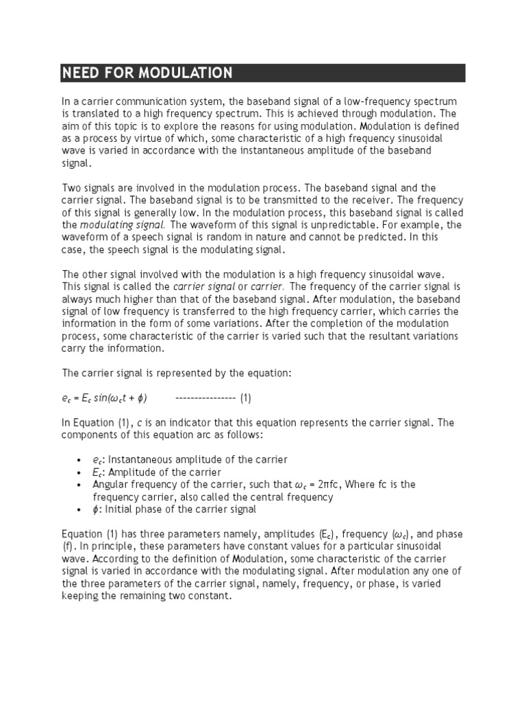 Need For Modulation | PDF | Modulation | Amplitude