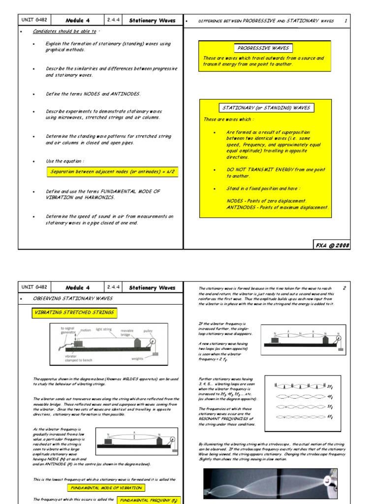g482 Mod 4 2 4 4 Stationary Waves | PDF | Normal Mode | Waves