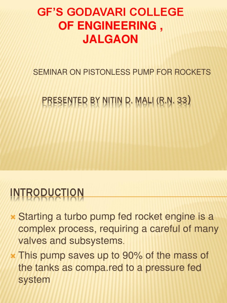 Pistonless Pump for Rocket Fuel Systems | PDF | Rocket | Pump